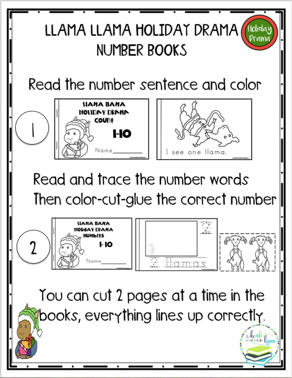 LLAMA LLAMA HOLIDAY DRAMA 2 COUNTING BOOKS ~ Book Units by Lynn