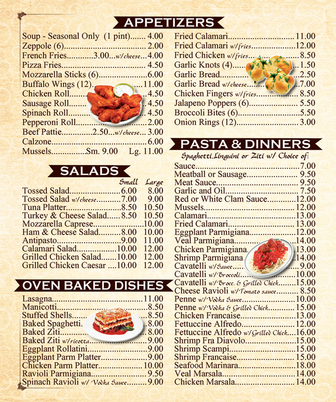 Stadium Pizzeria: Stadium Pizzeria Menu
