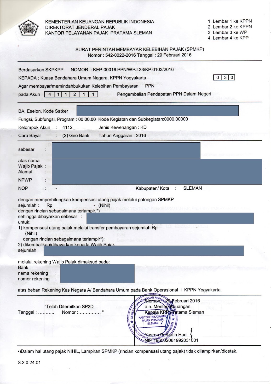 SPMKP, Surat Perintah Membayar Kelebihan Pajak ~ nana widias