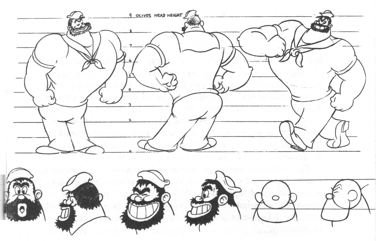 Cartoons, Model Sheets, & Stuff: Famous Era Popeye Model Sheets
