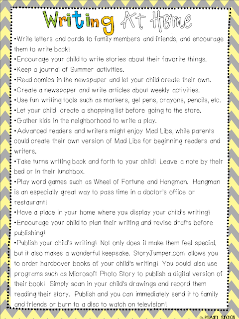 Writing at Home – Parent Handout | Primary Junction