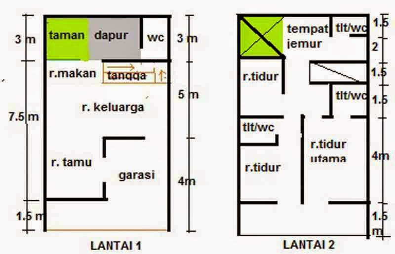 Konsep Terkini 26+ Denah Rumah Type 60 2 Lantai