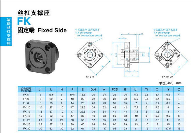 J&G Hardware Supermarket: Fixed Side FK12 + Floated Side FF12 for Ballscrew