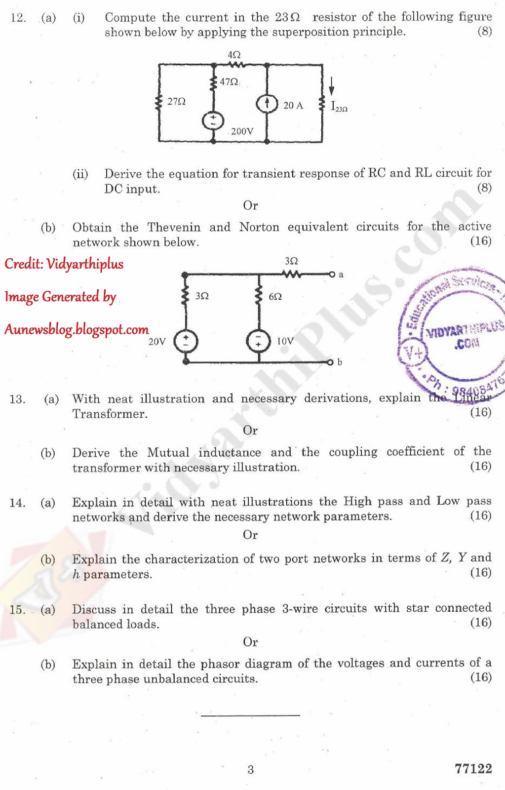 EE6201 Circuit Theory May/June 2015 Question Papers (2nd SEM EEE,E&I,IC ...