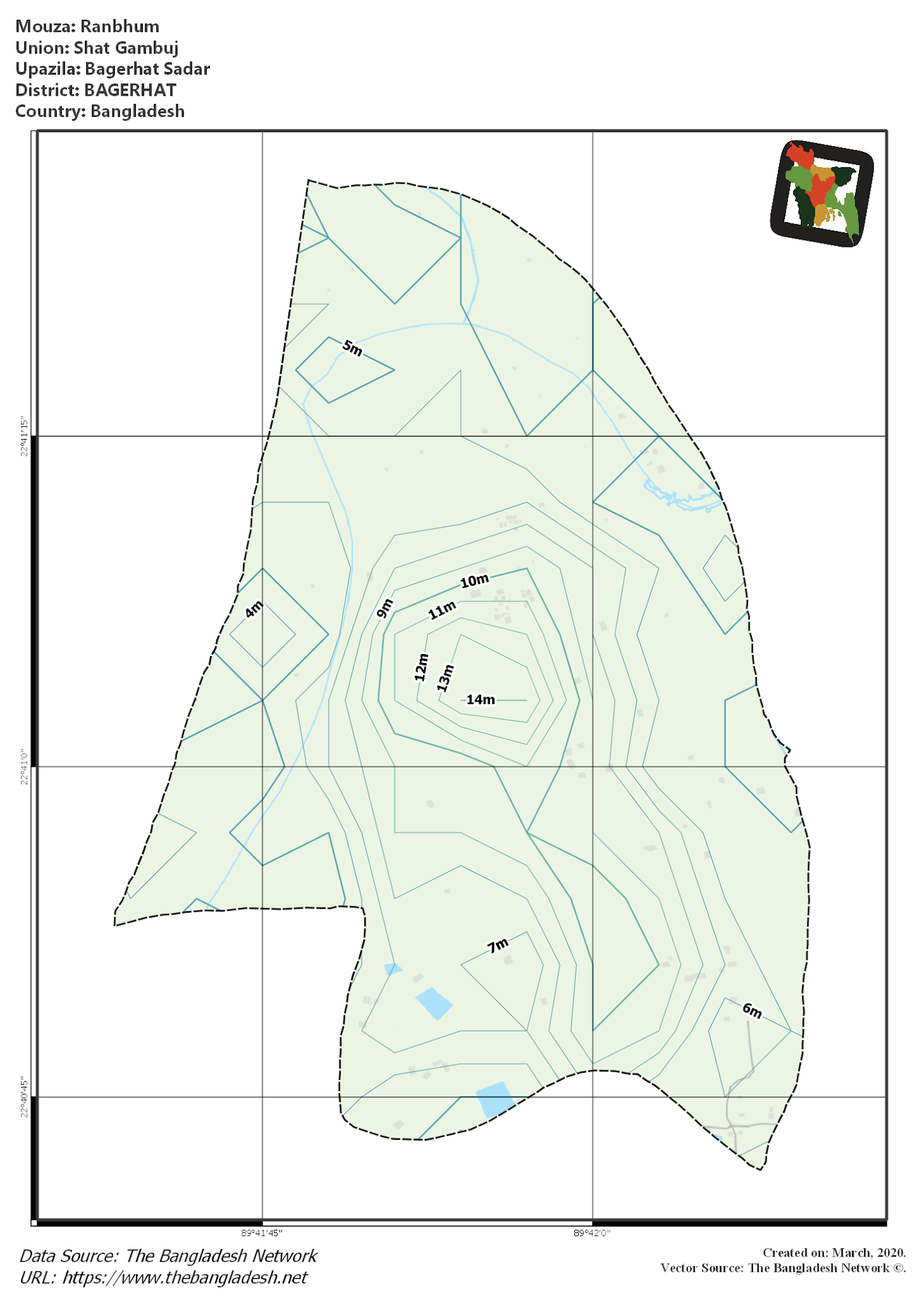 Map of Ranbhum Mouza, Bagerhat Sadar, Bagerhat