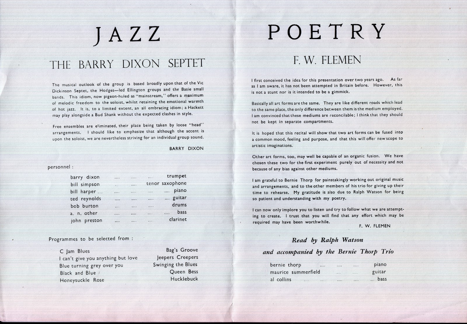 bebop spoken here: Jazz and Poetry in 1958