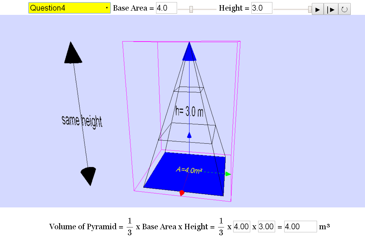 Volume Of Pyramid In 3d Webgl Javascript Html5 Applet Simulation Model Open Educational