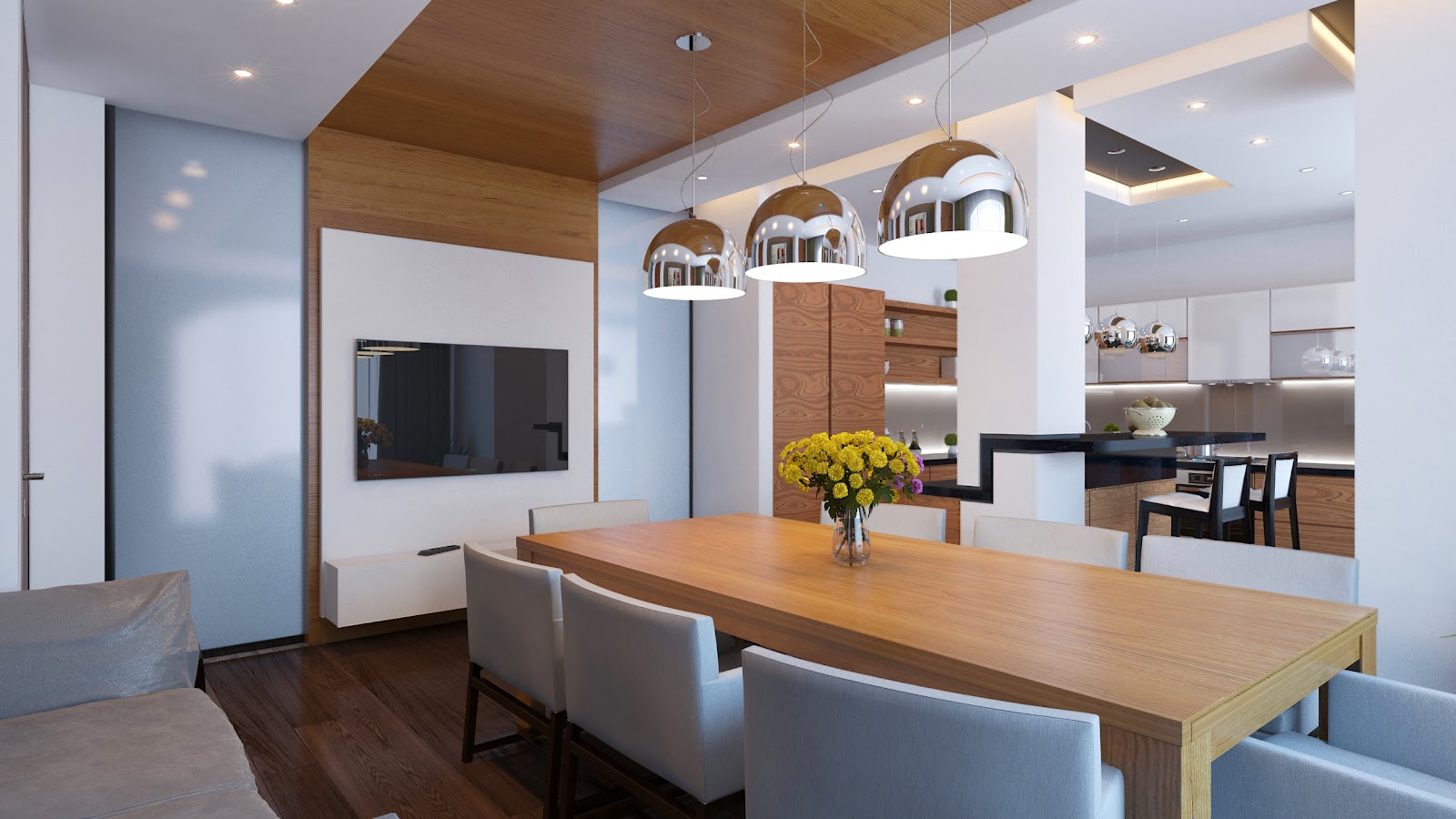 3d design: Kitchen with dining room a modern style