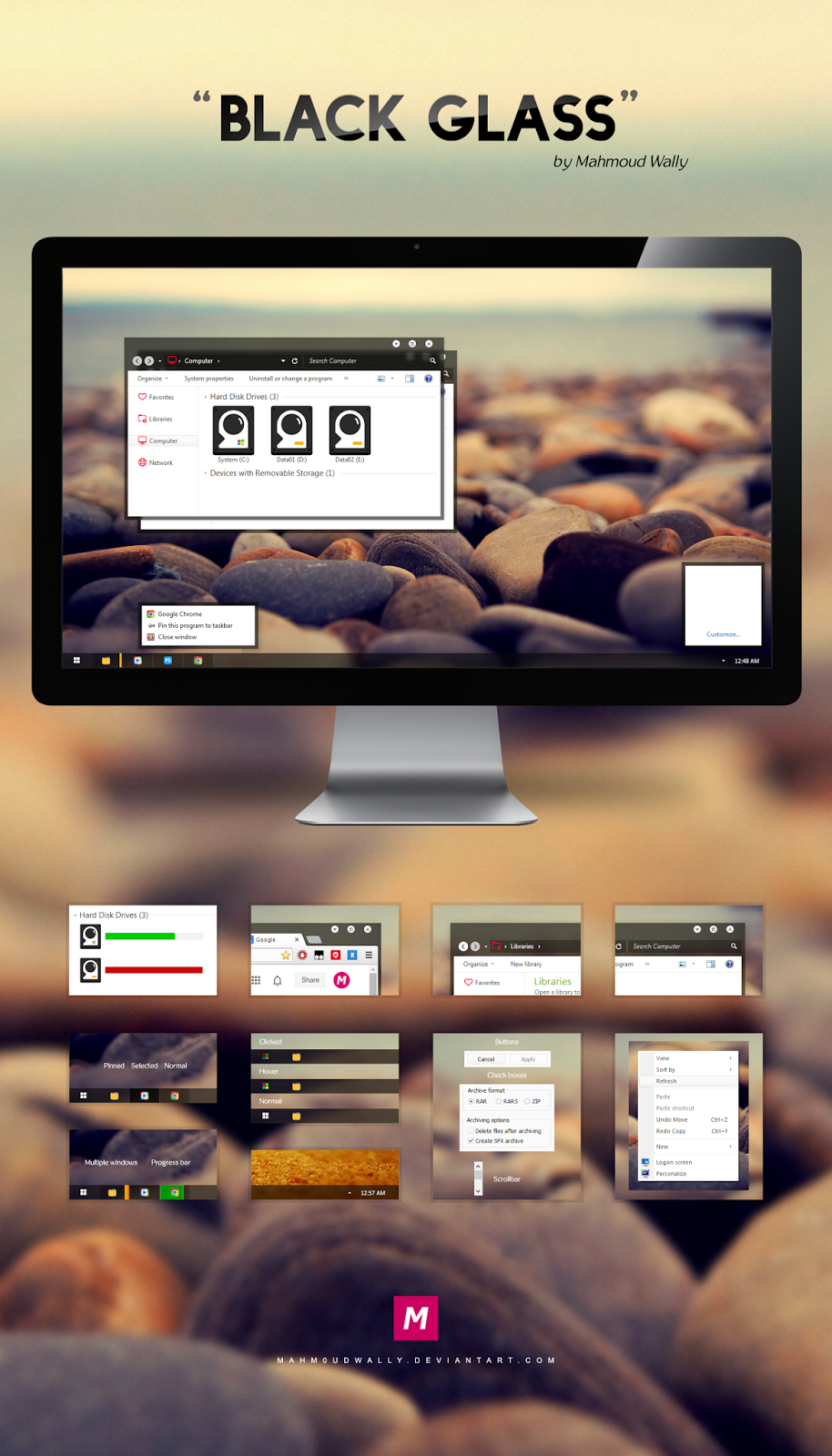Black Glass Theme For Windows 8.1 | Windows10 Themes I Cleodesktop
