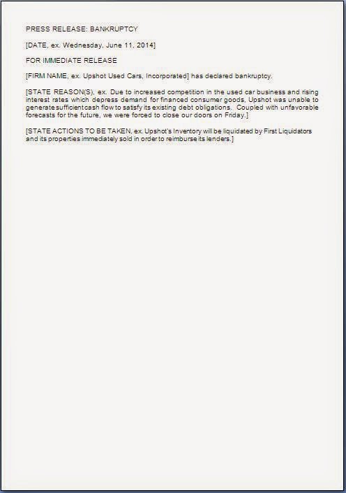 Bankruptcy Declaration Format