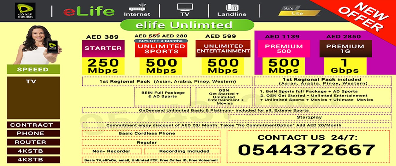 Etisalat Elife Lite 12Mbps@299 Plan - Etisalat Elife Home Plans