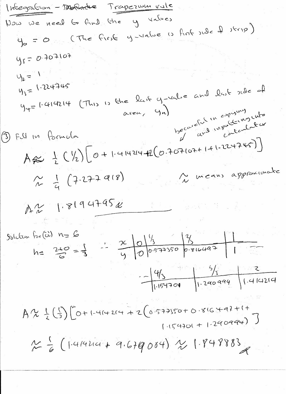 A Level Maths Notes: Integration - Definite - Trapezium Rule