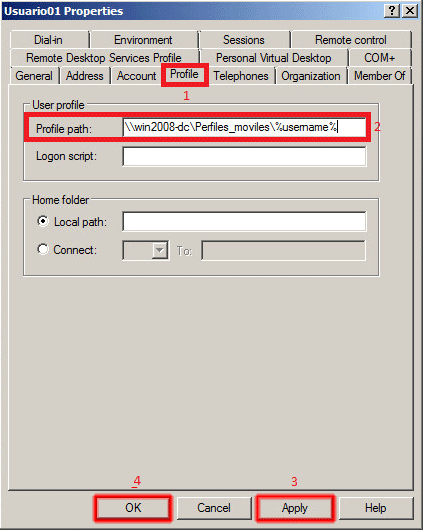 Pantallazos.es: Perfiles Móviles: Configurar Profile Path.