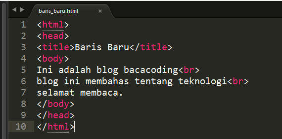 Cara Membuat Baris Baru di HTML ~ Domo Teknologi