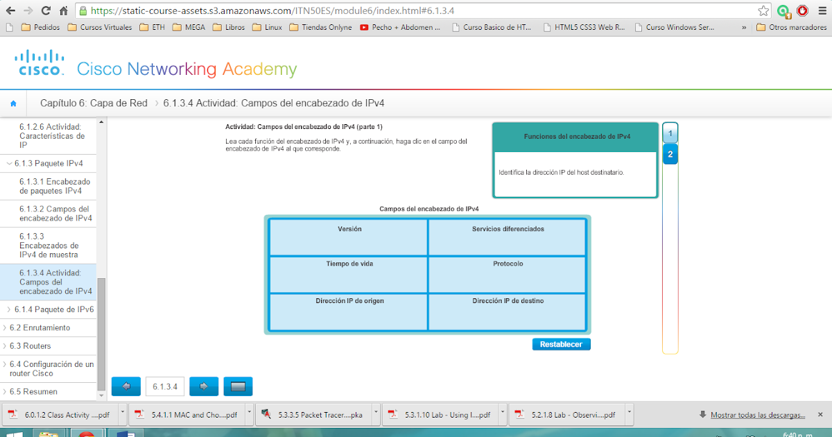 CISCO CCNA 1 v5.0: 6.1.3.4 Laboratorio