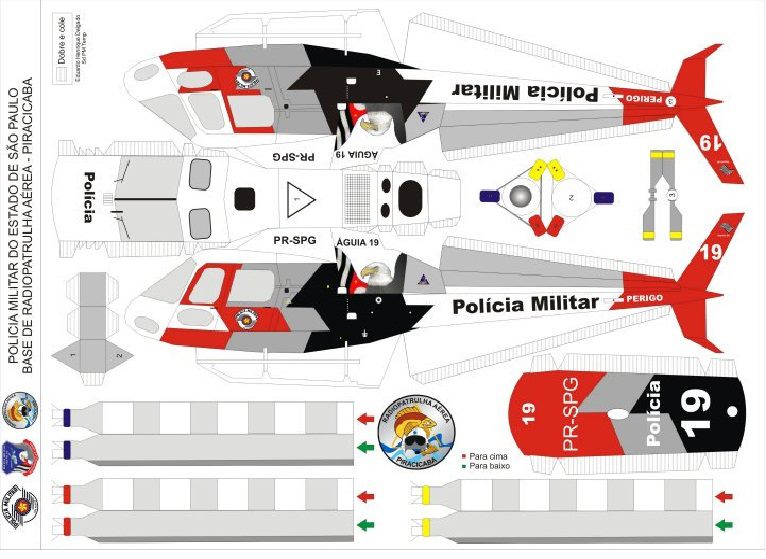 dini create:::..: PaperCraft Helicóptero Policia Militar