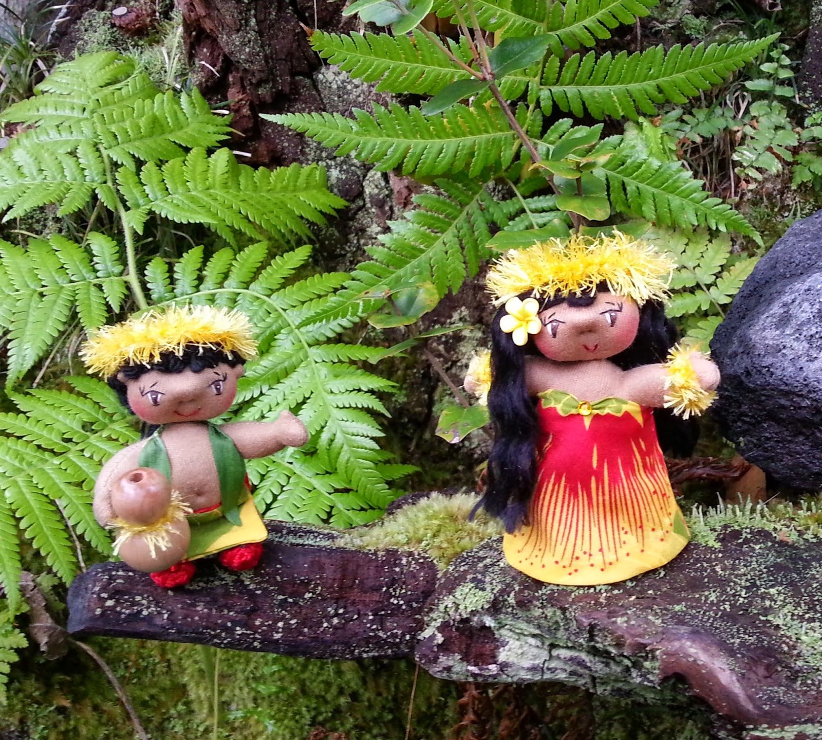 Magical Hawaiian Menehune Dolls: Hi'iaka, Cradled in the Arms of Pele