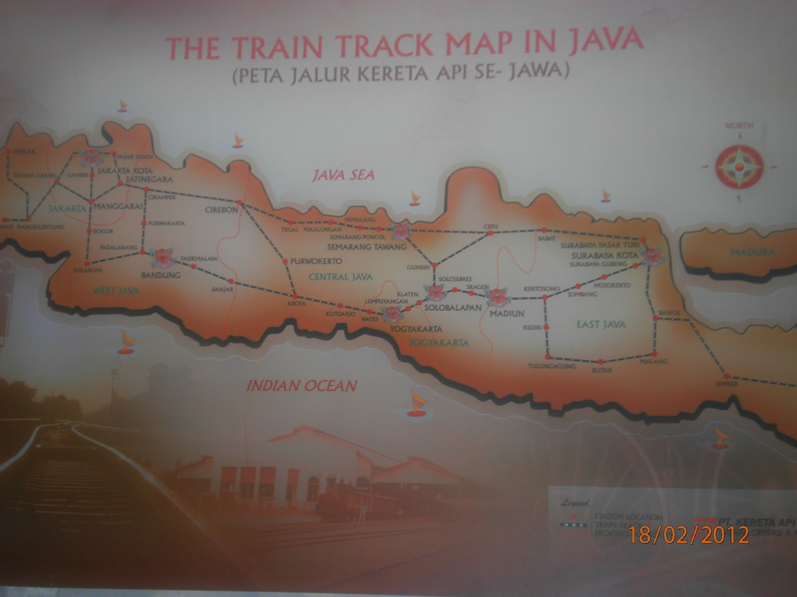 tourism: map of java train