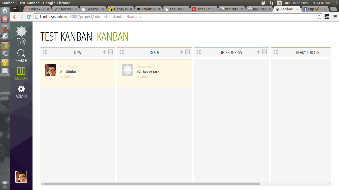 Trying the Taiga project management platform