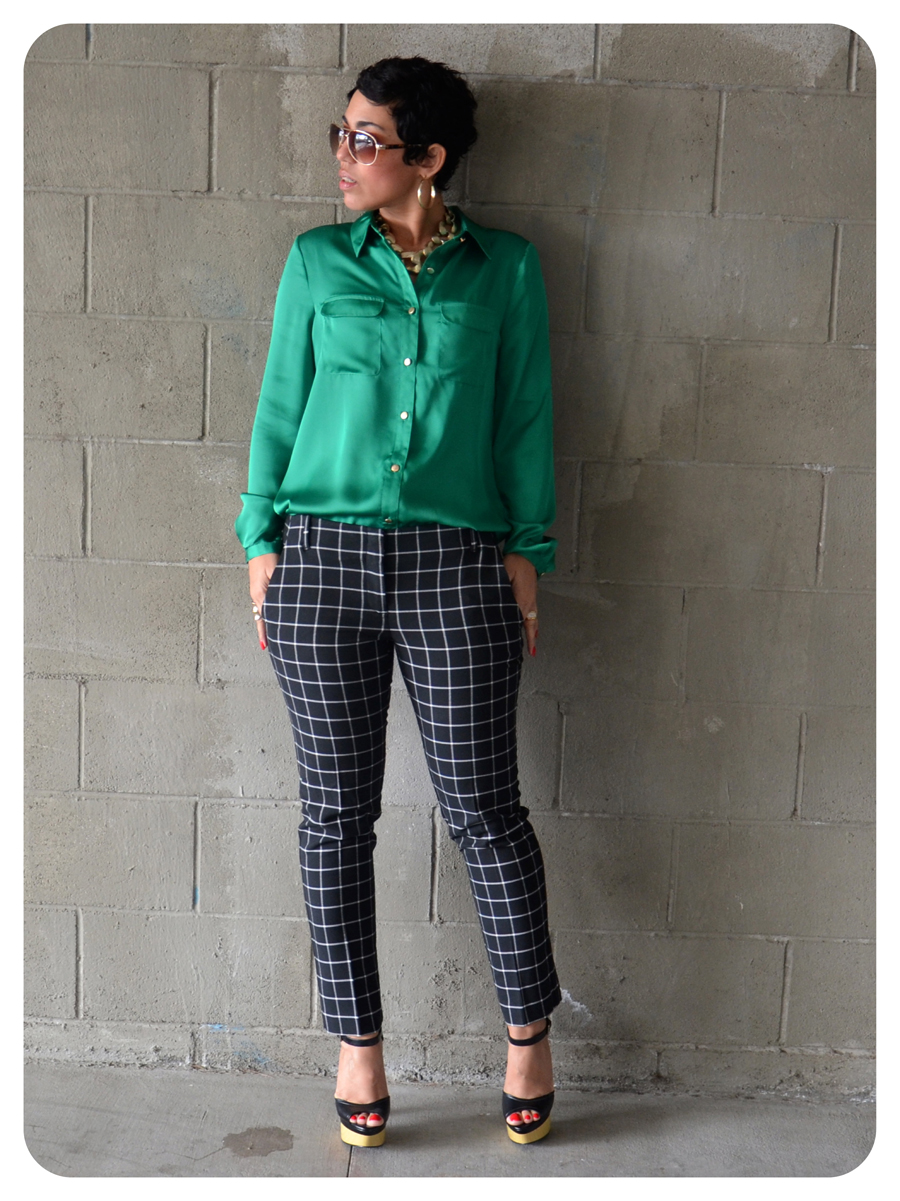 Love My Green + Window Pane Pants |Fashion, Lifestyle, and DIY