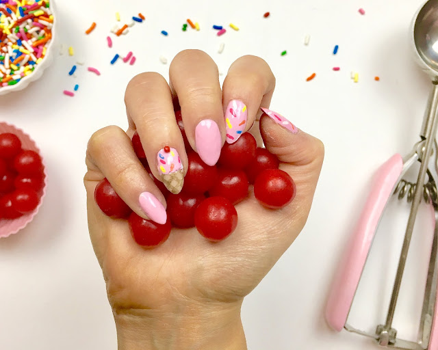 {VIDEO} Ice Cream Cone Nail Art Design - The Lindsay Ann