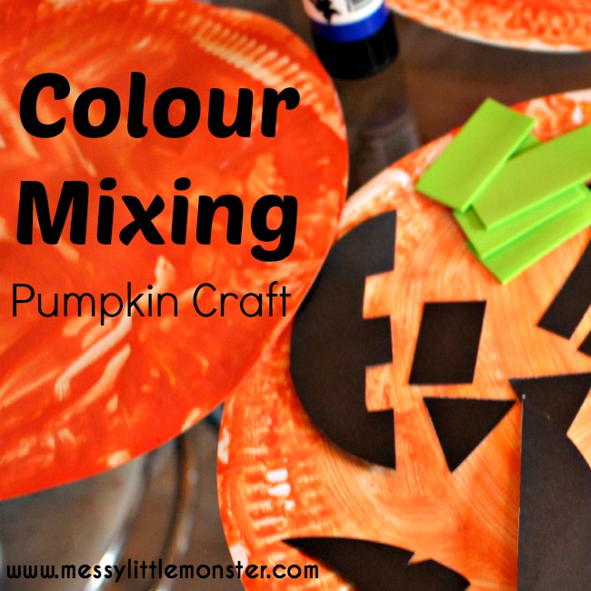 Colour Mixing Paper Plate Pumpkins - Messy Little Monster