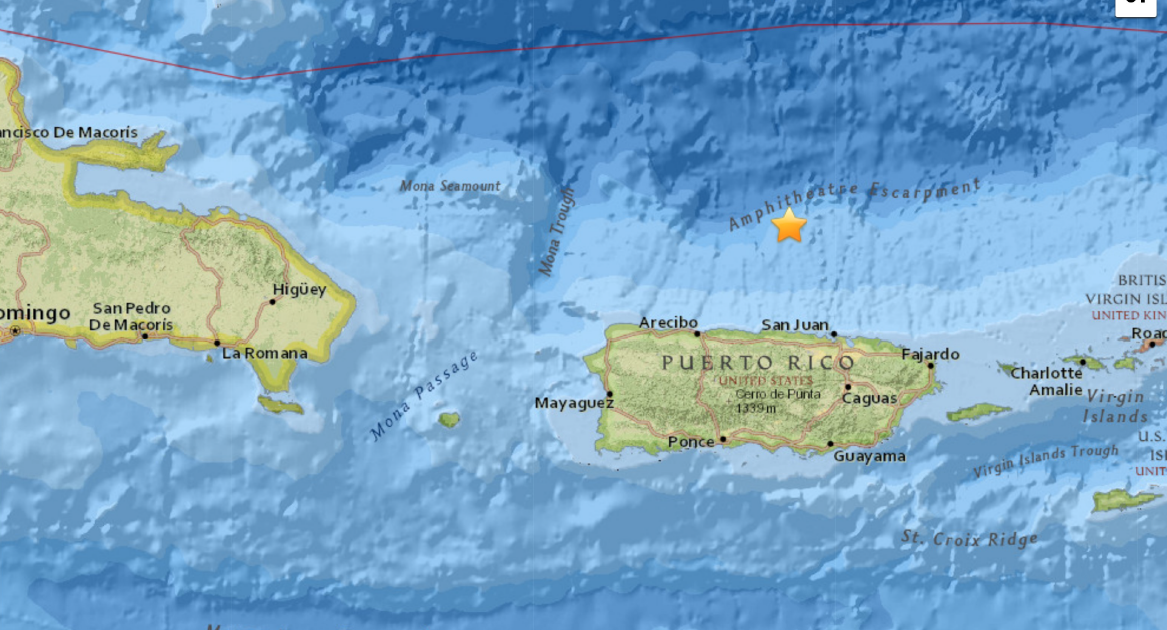 Sciency Thoughts: Magnitude 4.8 Earthquake to the north of Puerto Rico.