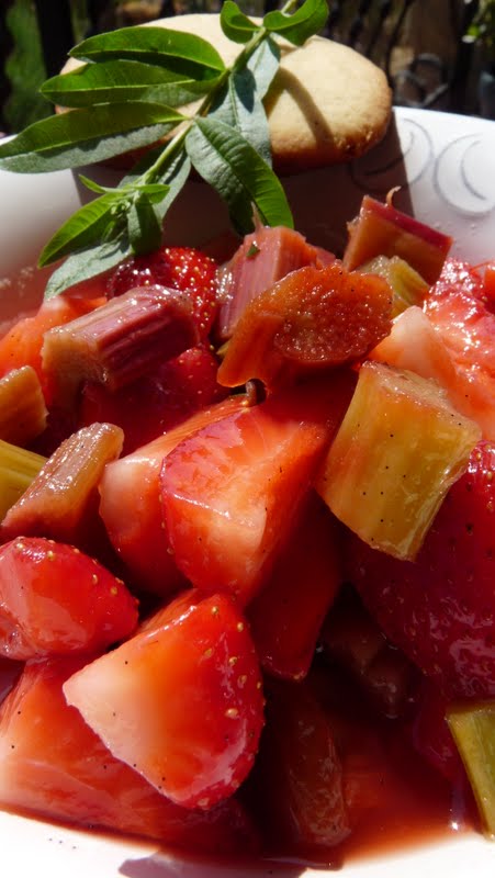 Gourmandise et Cuisine: Salade de Fraises et Rhubarbe au Sirop de Verveine