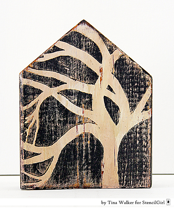 StencilGirl Talk: Inspired by Nature - Wooden Block Trees