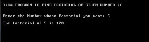 C Sharp Sense: C# Program to Find Factorial of Number