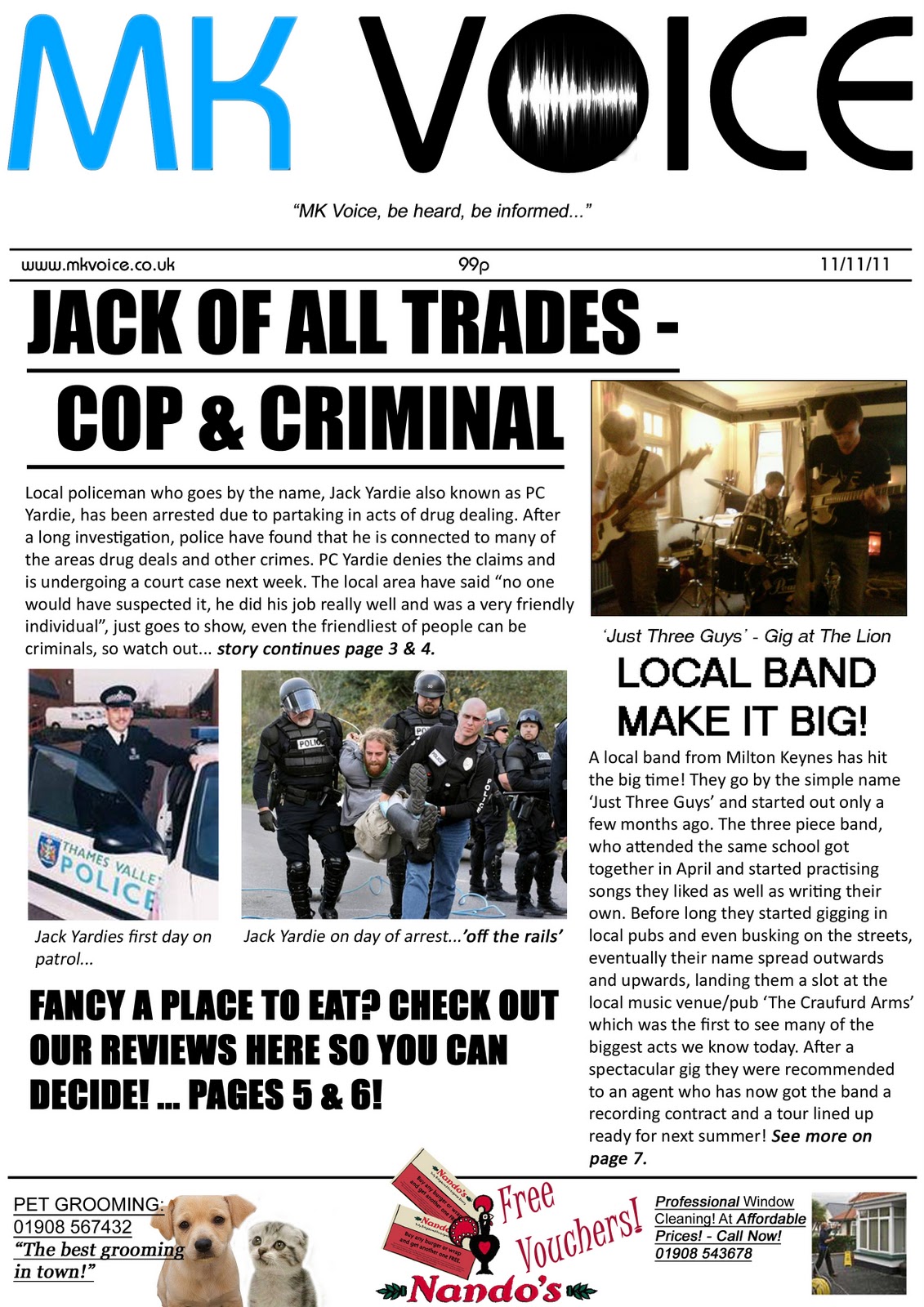 Advanced Portfolio in Media Studies - Local Newspaper: November 2011