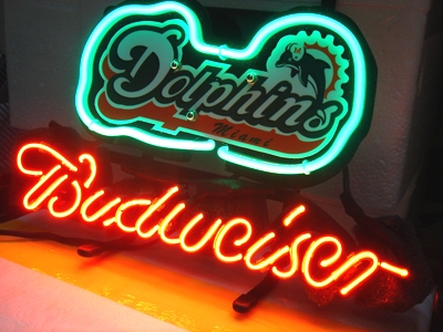 Wiki Neon Sign Blog: Budweiser Bud NFL MIAMI DOLPHINS Neon Sign 11"x 7 ...