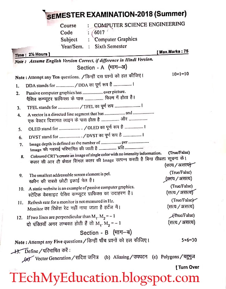 UBTER CSE 6 sem papers