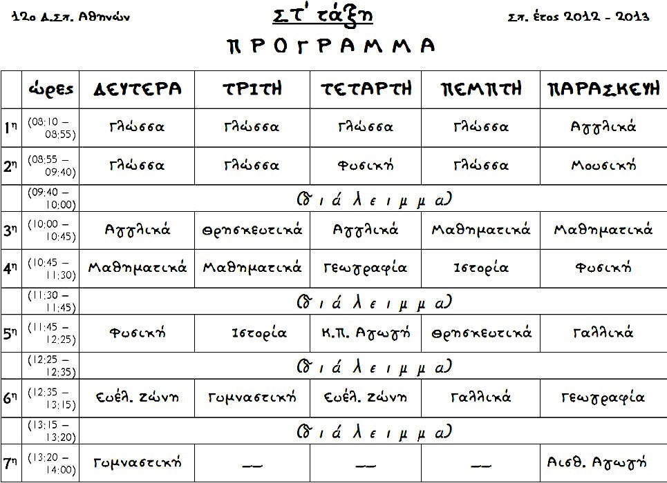 η ΣΤ΄ και... ψηφιακά!: ΠΡΟΓΡΑΜΜΑ ΤΗΣ ΤΑΞΗΣ