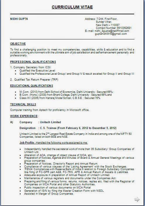 best resume format template