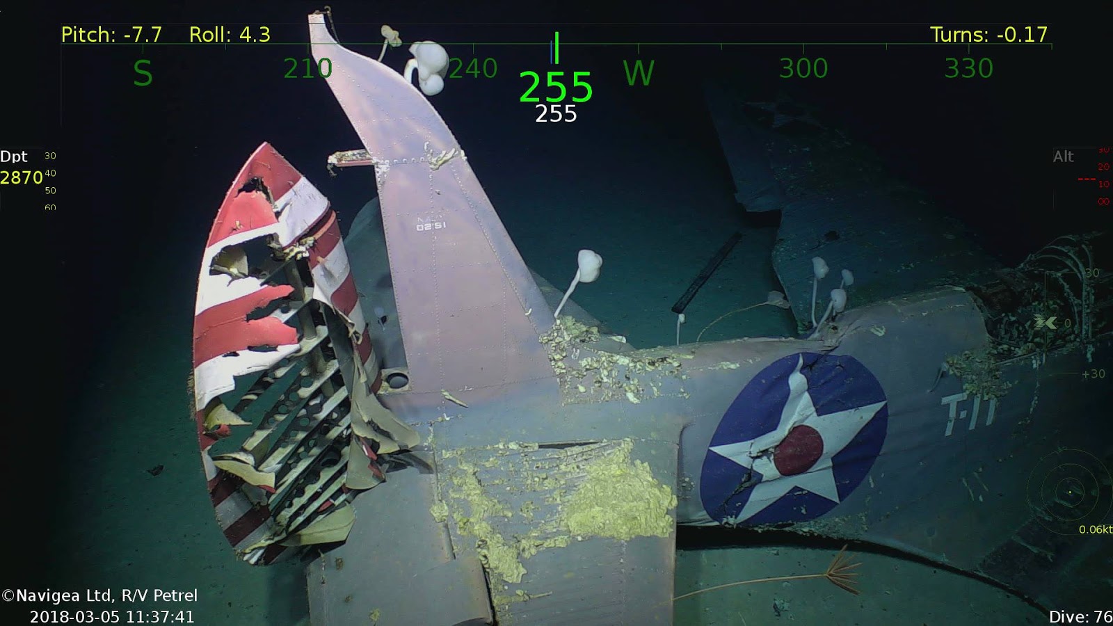 The Wreck of the USS Lexington, Aircraft at the Bottom of the Coral Sea