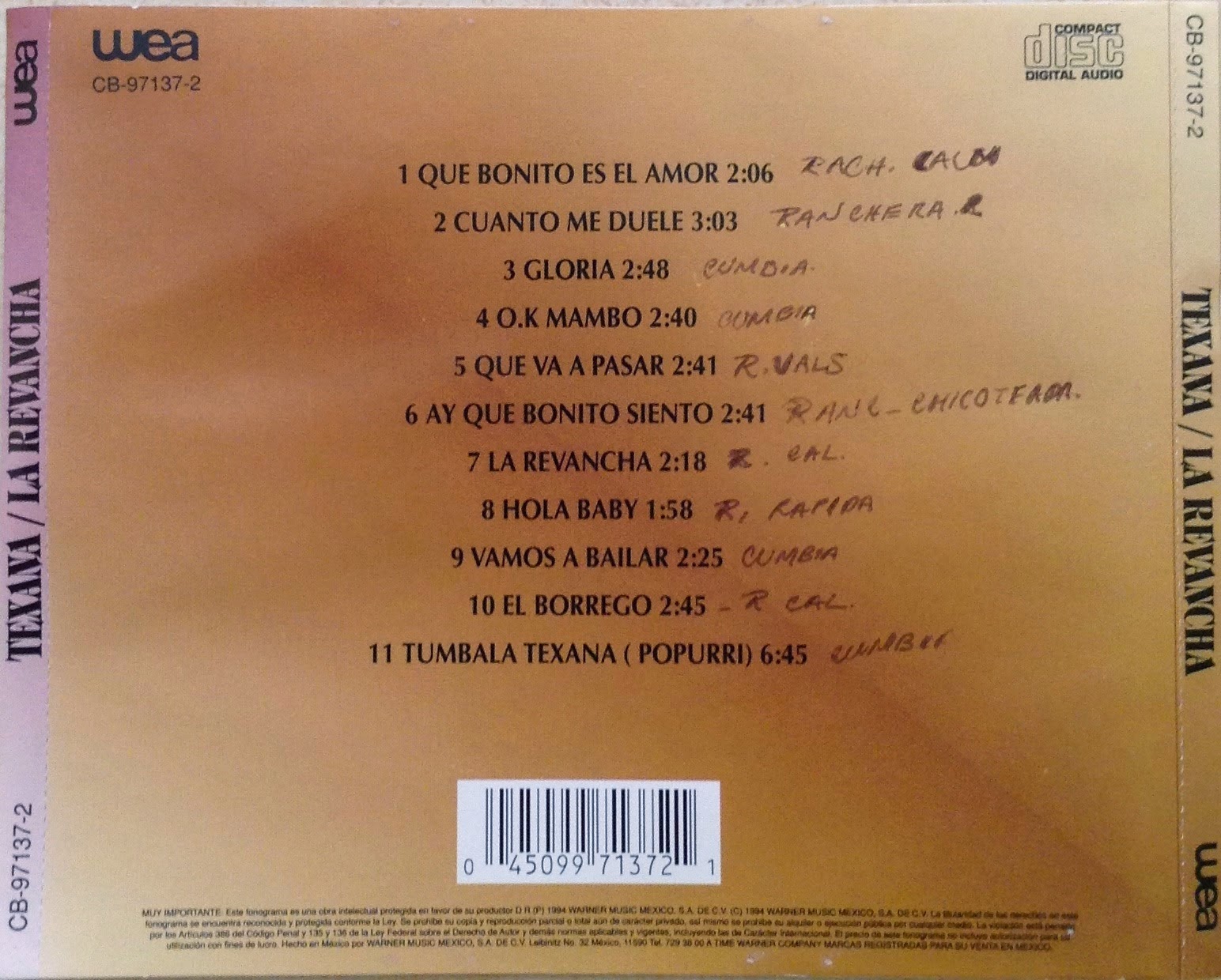 CDS DE REGALO TECNOBANDAS Y MAS DE LOS 90 : BANDA TEXANA LA REVANCHA