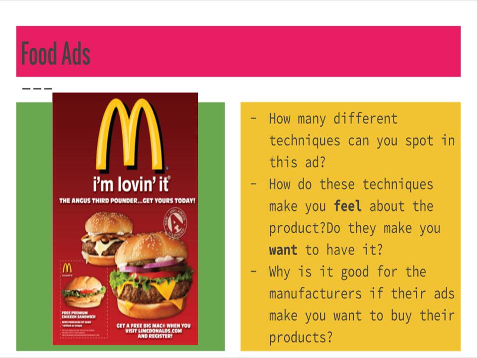 Ms Rashid: Food Advertising Lesson