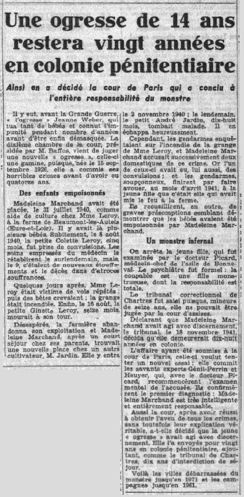 Unknown Gender History: Madeleine Marchand, 14-Year-Old Serial Killer ...