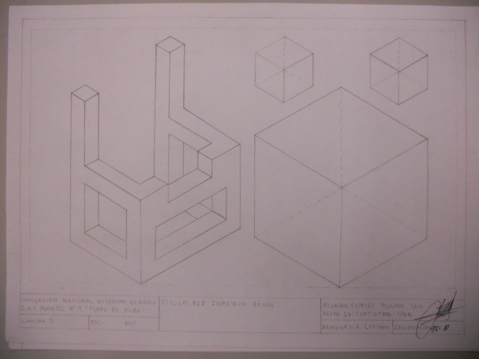 DIBUJO CONSTRUCTIVO II : LÁMINA 3, RED ISOMÉTRICA BÁSICA