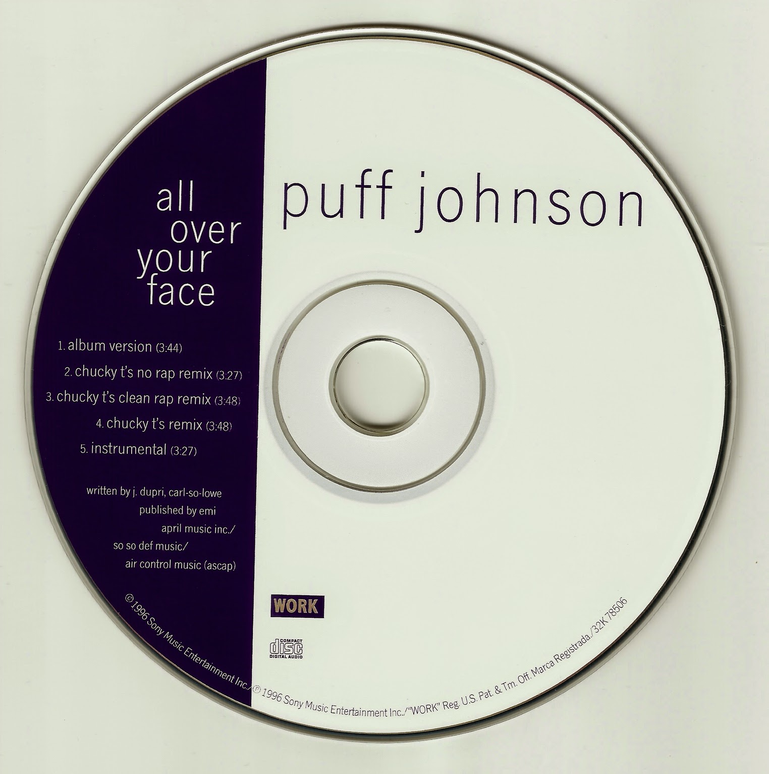 THE CRACK FACTORY: Puff_Johnson-All_Over_Your_Face-(US_CDM)-1996-Y2H_INT