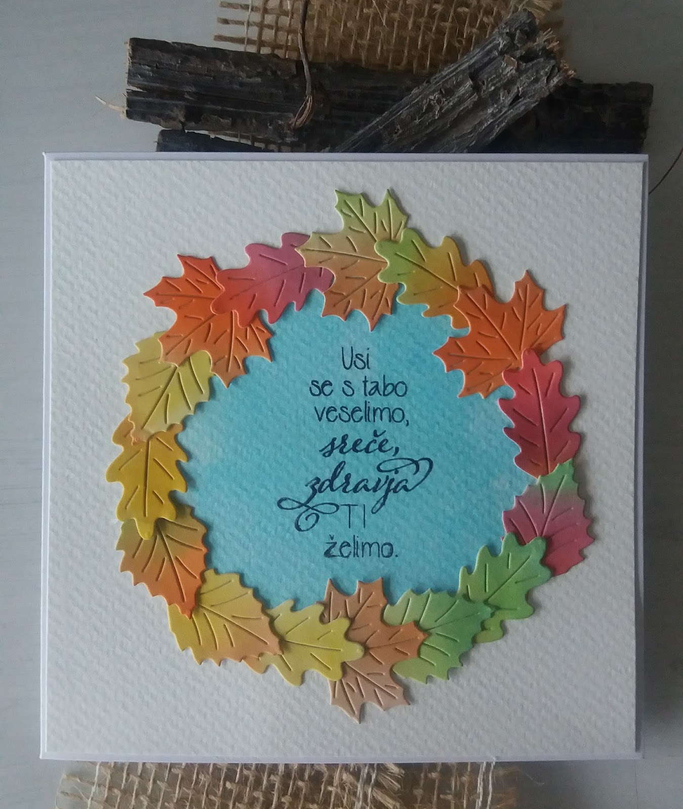 Natašine sanjarije: Jesensko listje na voščilnici