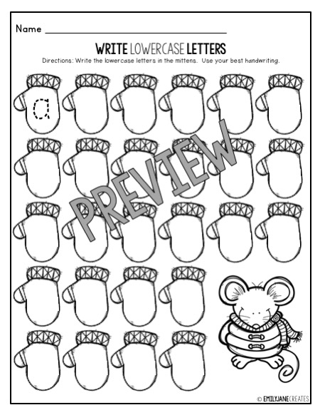 Emily Jane Creates: JANUARY NO PREP KINDERGARTEN PACKET-OVER 100 PAGES!