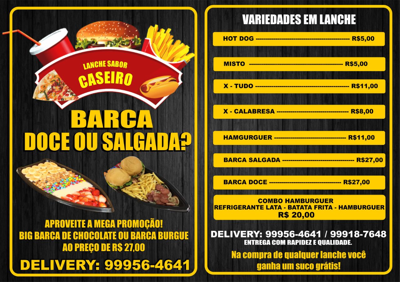 TARAUACÁ: O MELHOR LANCHE CASEIRO ENTREGUE NA SUA CASA