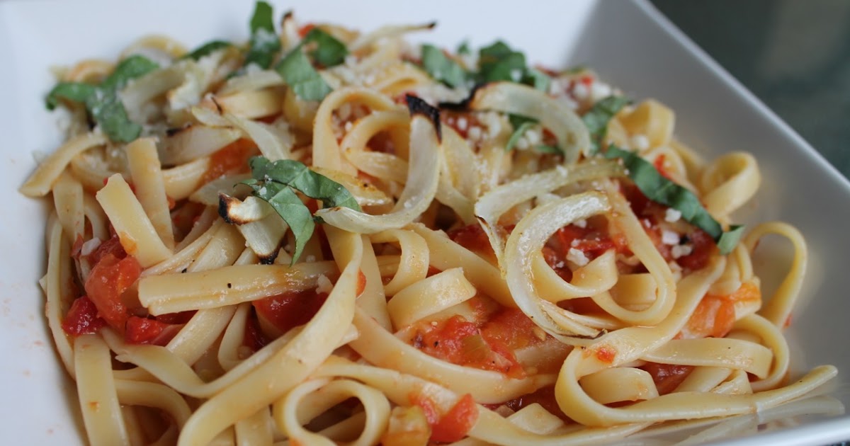 Cook In / Dine Out: Pasta with Broiled Tomato and Green Garlic Sauce