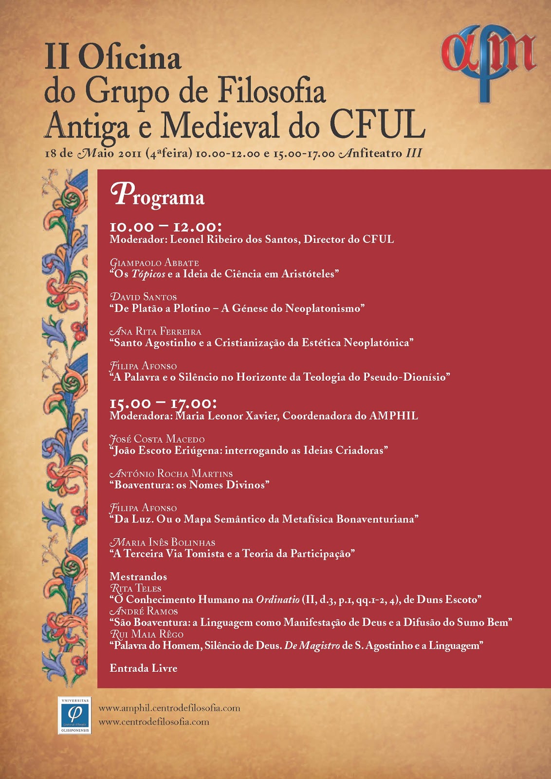Filosofia: II Oficina do Grupo de Filosofia Antiga e Medieval