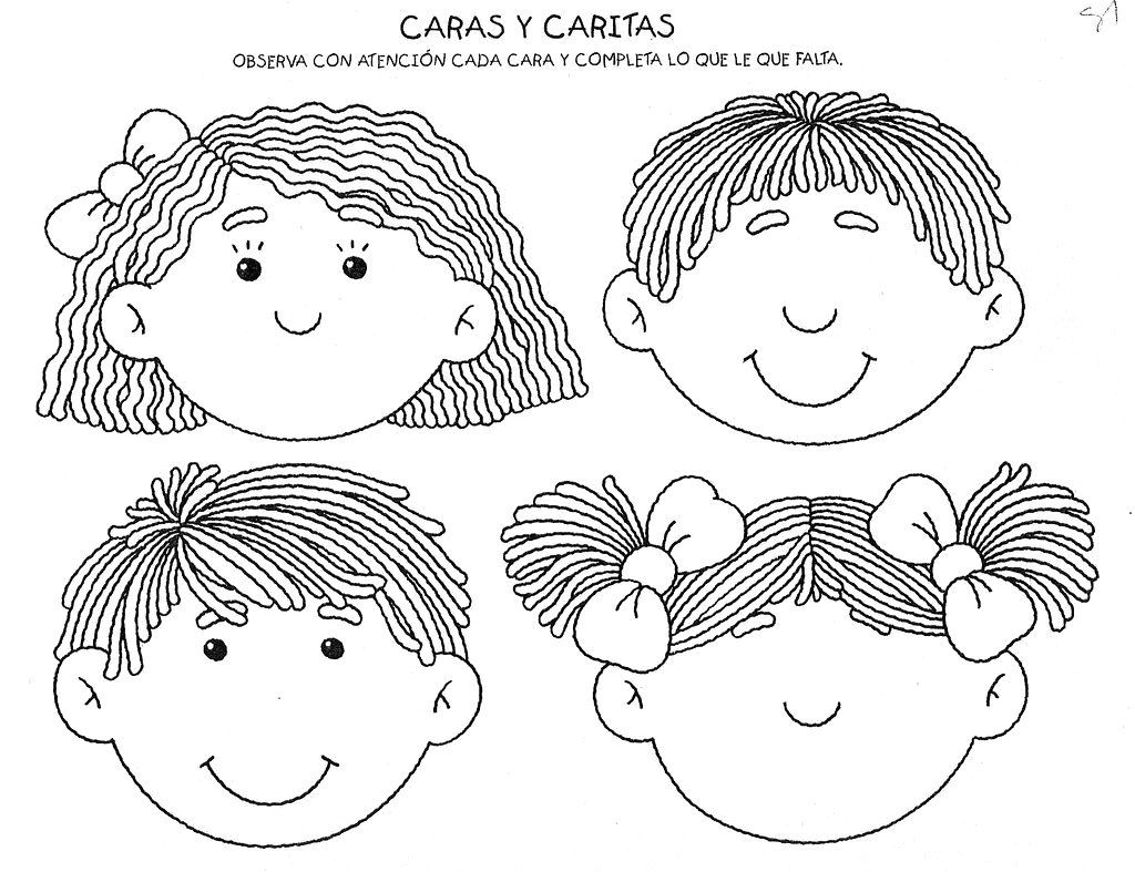 Partes de la cara para colorear para niños - Imagui