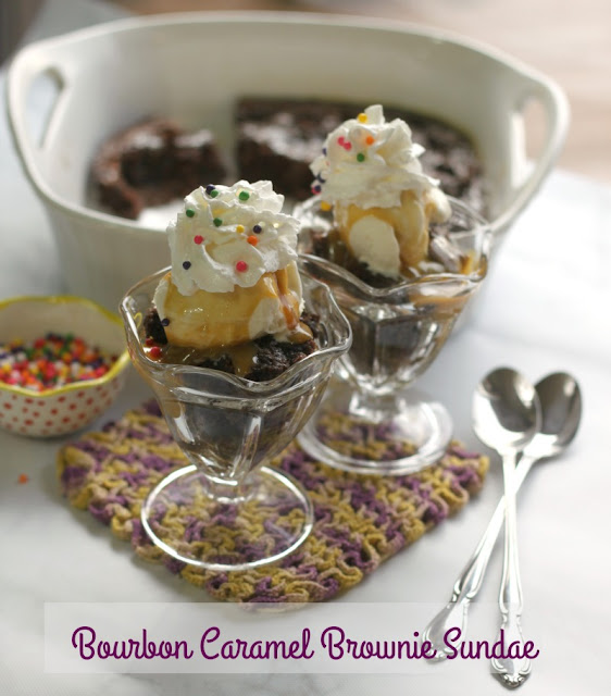 Bourbon Caramel Brownie Sundae | Crazy for Cookies and More