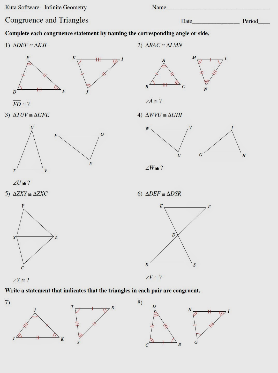 Mr. Matt's Math Classes: Assignment - Congruence and Triangles