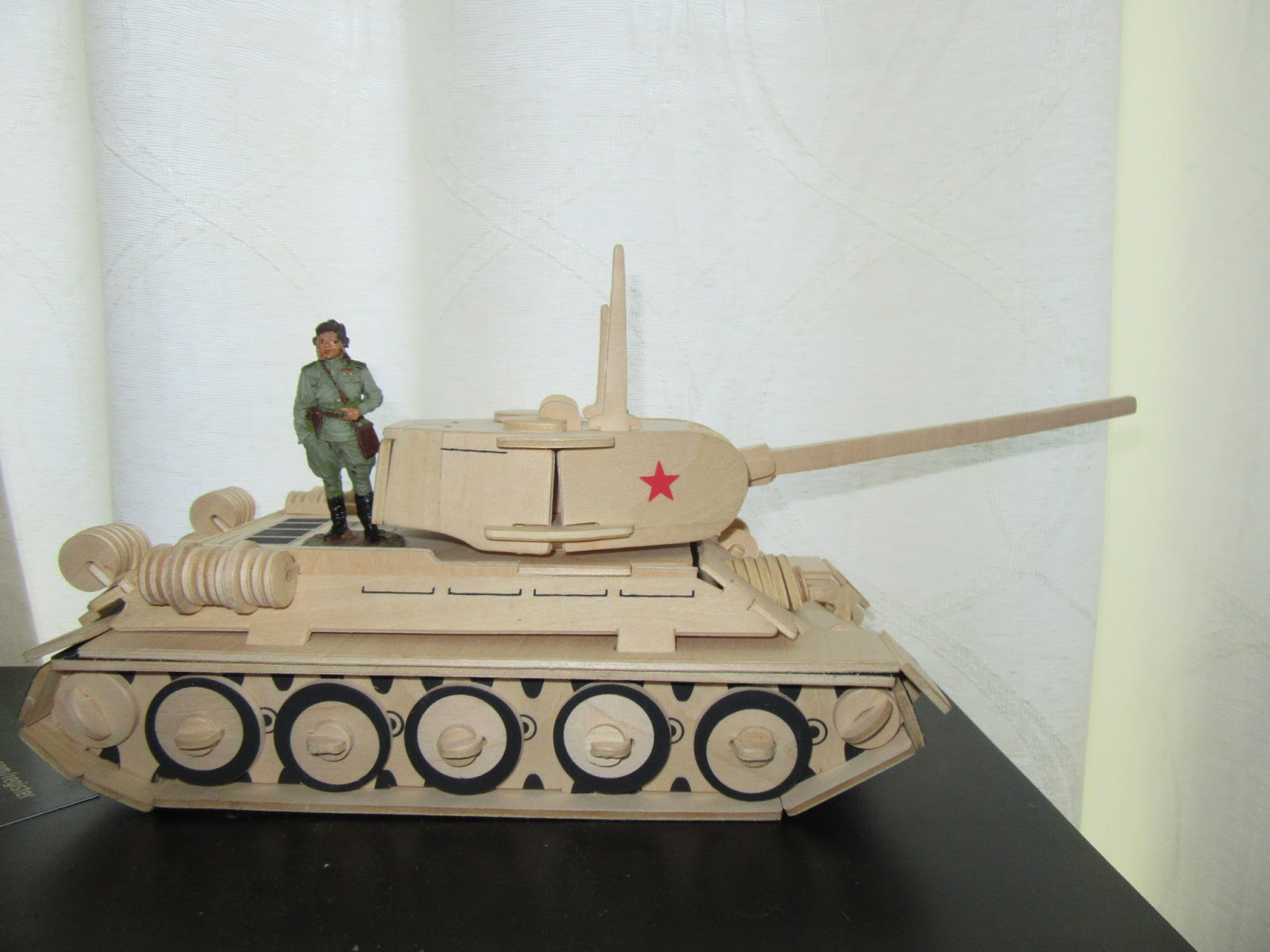 Toy soldiers and real battles: Wooden Soviet T-34 tank